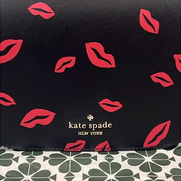 kate spade | Bags | Kate Spade Madison Lip Toss Saddle Bag Black Multi ...